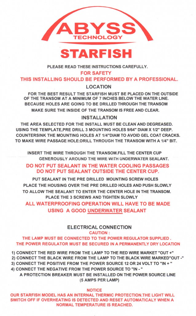 starfish-installation-manual - Underwater LED Boat Lights | Underwater ...